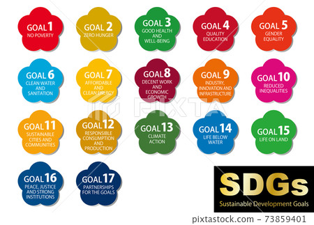 17 goals of SDGs CMYK designated color flower... - Stock Illustration ...