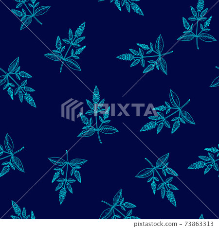 Seamless pattern with peppermint Mentha piperita - Stock Illustration ...