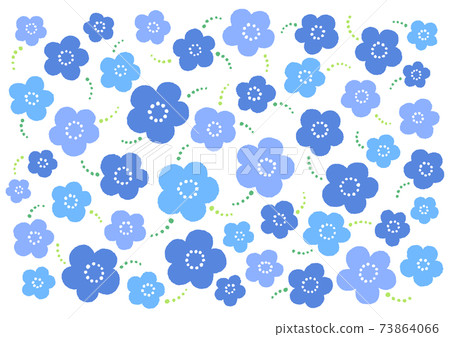 Cute blue floral pattern - Stock Illustration [73864066] - PIXTA