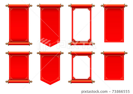 Set of red ancient scrolls vector illustration-插圖素材 [73866555] - PIXTA圖庫