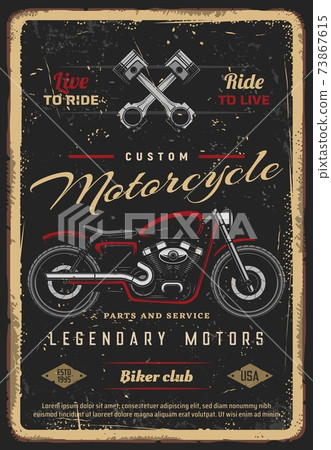 Custom motorcycles parts and service vector poster-插圖素材 [73867615 ...