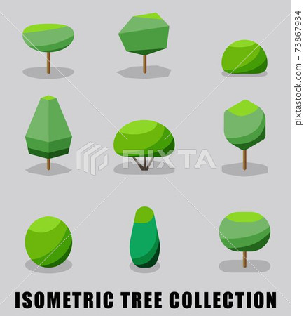 Collection of isometric tree and shrub flat... - Stock Illustration ...