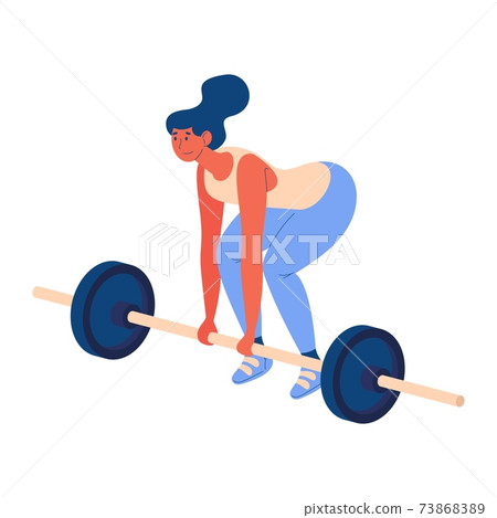 Young woman with loaded barbell training... - Stock Illustration ...