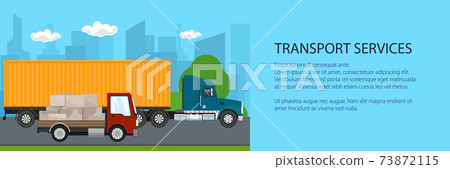 Truck and small cargo van drive, banner - Stock Illustration [73872115 ...