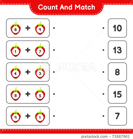 Count and match, count the number of Strawberry... - Stock Illustration ...