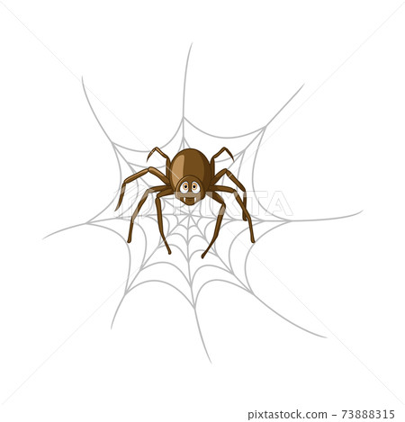 Cartoon spider in cobweb isolated on white...-插圖素材 [73888315] - PIXTA圖庫