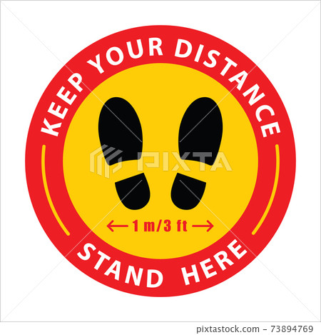 Social distancing, Please Stand Here, Keep Your... - Stock Illustration ...