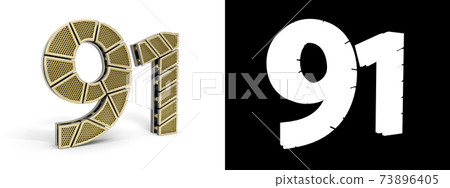 Number ninety-one (number 91) with perforated... - Stock Illustration ...