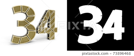 Number thirty-four (number 34) with perforated... - Stock Illustration ...