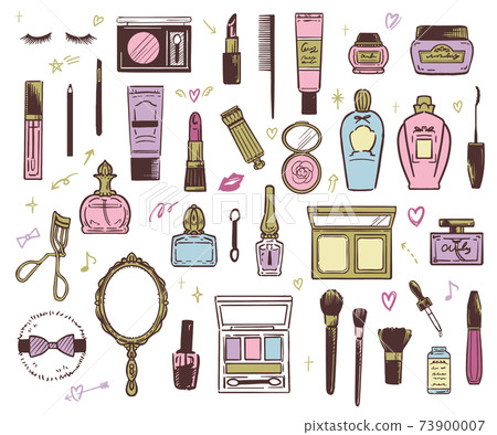 Fashionable cute cosmetics makeup tools... - Stock Illustration ...