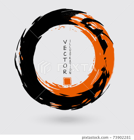 Black and orange ink round stroke on white... - Stock Illustration ...