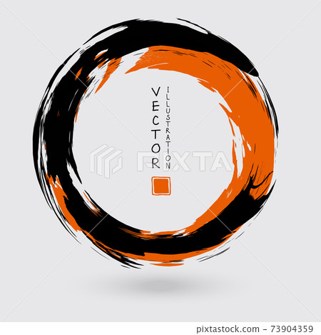 Black and orange ink round stroke on white... - Stock Illustration ...