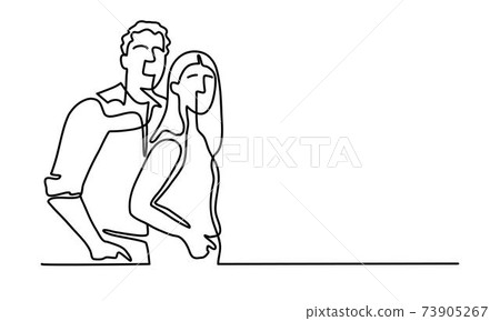 Continuous line drawing of a young woman... - Stock Illustration ...