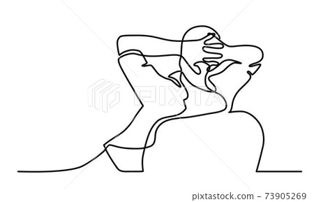 Continuous line drawing of man relaxing in the... - Stock Illustration ...