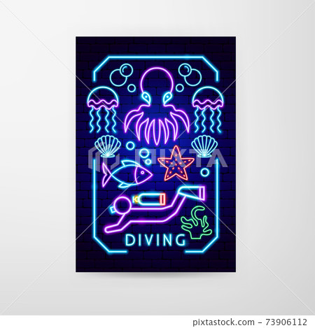 Diving Neon Flyer - Stock Illustration [73906112] - PIXTA