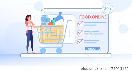 Flat cartoon character with online buys,order... - Stock Illustration ...