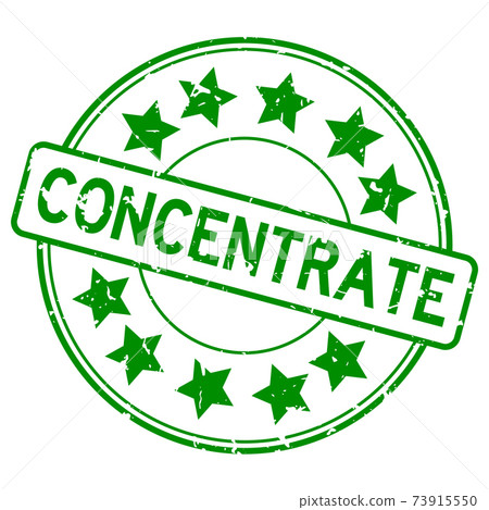 Grunge green concentrate word with star icon... - Stock Illustration ...