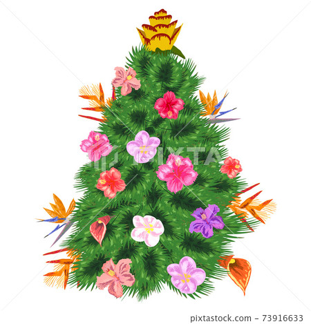 Tropical Christmas. palm leaves and snowflakes.... - Stock Illustration ...