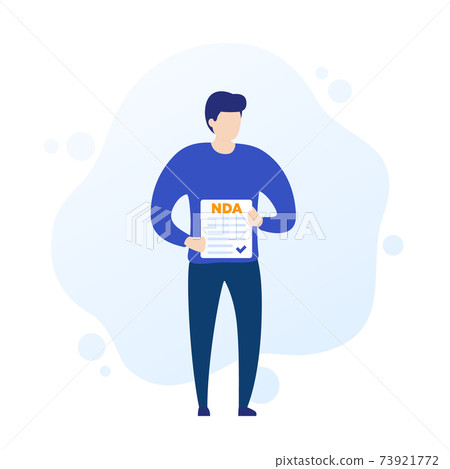 NDA, Non disclosure agreement, man holding form - Stock Illustration ...