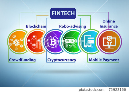 Financial technology concept illustration with... - Stock Illustration ...