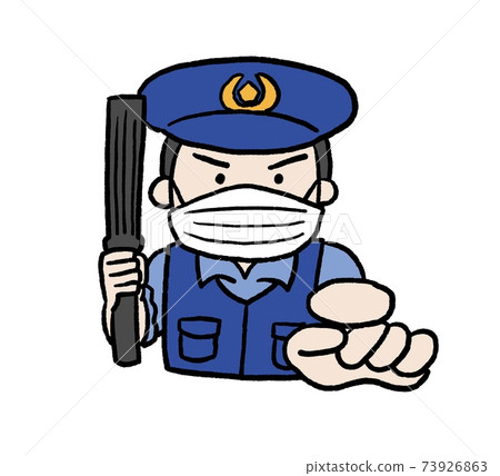 Nonwoven mask police illustration - Stock Illustration [73926863] - PIXTA
