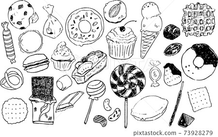 Illustration cut of sweets (line art) - Stock Illustration [73928279 ...