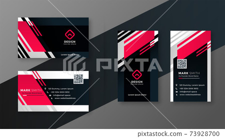 red color geometric business card design template - Stock Illustration ...
