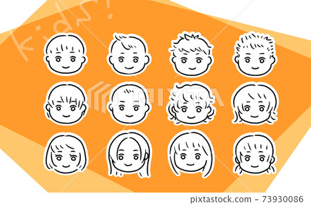 Child's face set Simple touch illustration with... - Stock Illustration ...