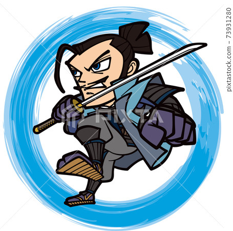 Akechi Mitsuhide slashing with a sword [Cartoon... - Stock Illustration ...