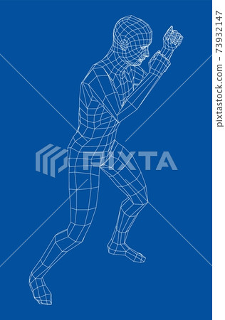 Wireframe boxing man. Vector - Stock Illustration [73932147] - PIXTA