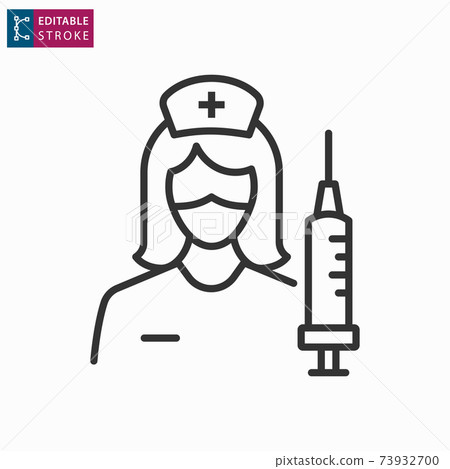Nurse line icon on white background. Editable...-插圖素材 [73932700] - PIXTA圖庫