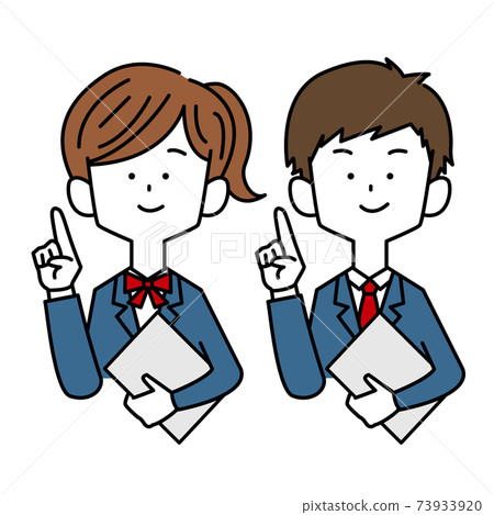 Student men and women pointing to one hand of a... - Stock Illustration ...
