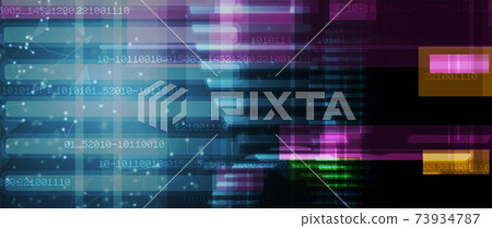 Bytes of binary code run through network.... - Stock Illustration ...