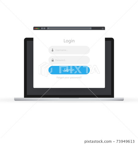 Login form icon. Login form page on laptop.... - Stock Illustration ...