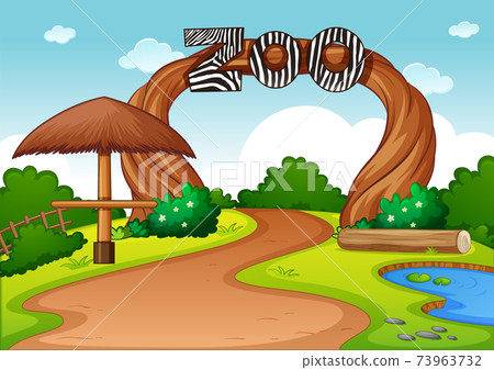 Empty zoo in nature scene-插圖素材 [73963732] - PIXTA圖庫