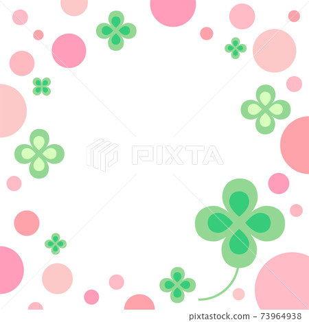 Four-leaf clover and pink dot background frame - Stock Illustration ...