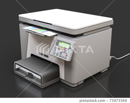 Laser mfp on the grey background. 3d illustration. - Stock Illustration ...