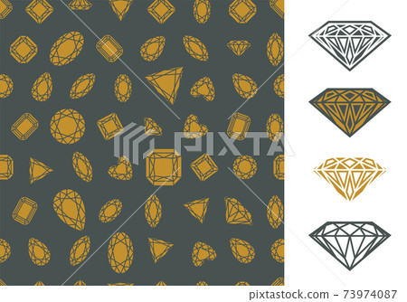 Set of golden seamless pattern with gem stones... - Stock Illustration ...