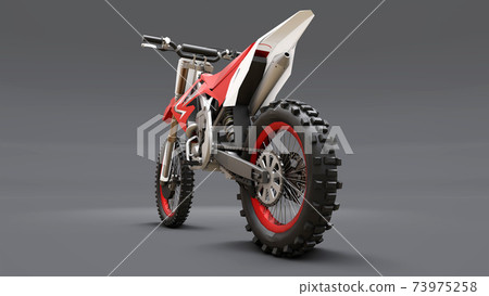 Red and white sport bike for cross-country on a... - Stock Illustration ...
