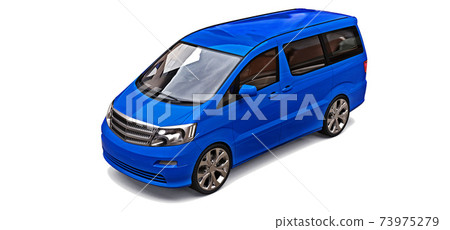 Blue small minivan for transportation of... - Stock Illustration ...