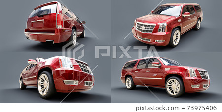 Set big red premium SUV on a gray background.... - Stock Illustration ...