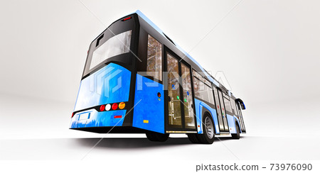 Mediun urban blue bus on a white isolated... - Stock Illustration ...