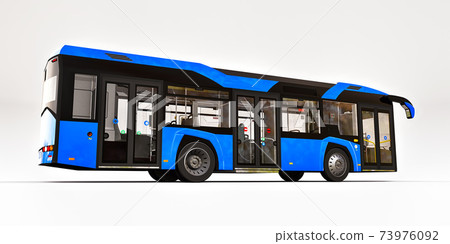 Mediun urban blue bus on a white isolated... - Stock Illustration ...