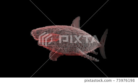 A shark made of many cubes on a black uniform... - Stock Illustration ...