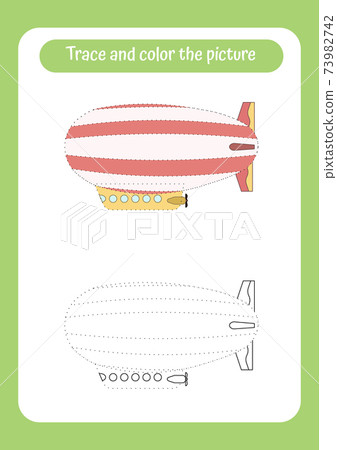Zeppelin. Trace and color the picture.... - Stock Illustration ...