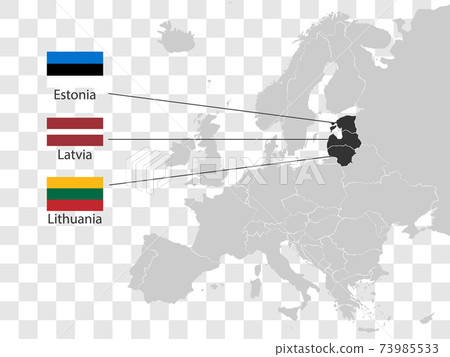 Baltic states on Europe map vector. Vector... - Stock Illustration ...