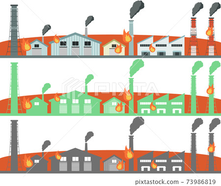 Factory area smoke fire - Stock Illustration [73986819] - PIXTA