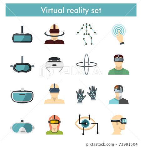Virtual reality icons set in flat style - Stock Illustration [73991504 ...