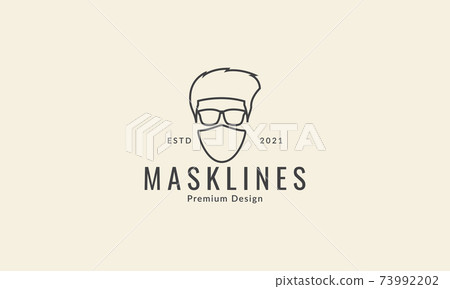 man with sunglasses and mask line logo symbol... - Stock Illustration ...