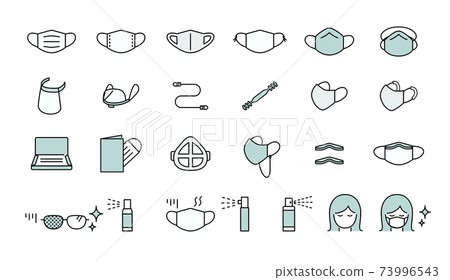 Icon set of various masks and mask-related... - Stock Illustration ...